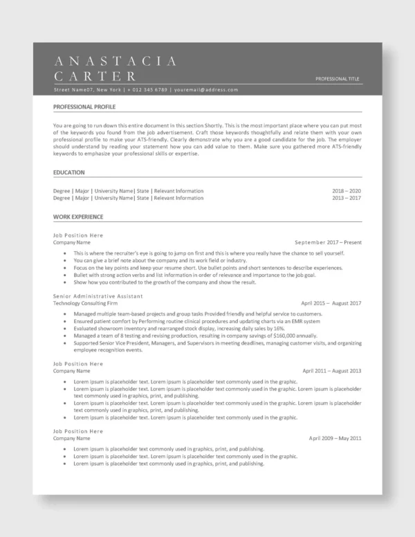 ATS Resume Template | ATS-Friendly CV, Cover Letter & Reference Page